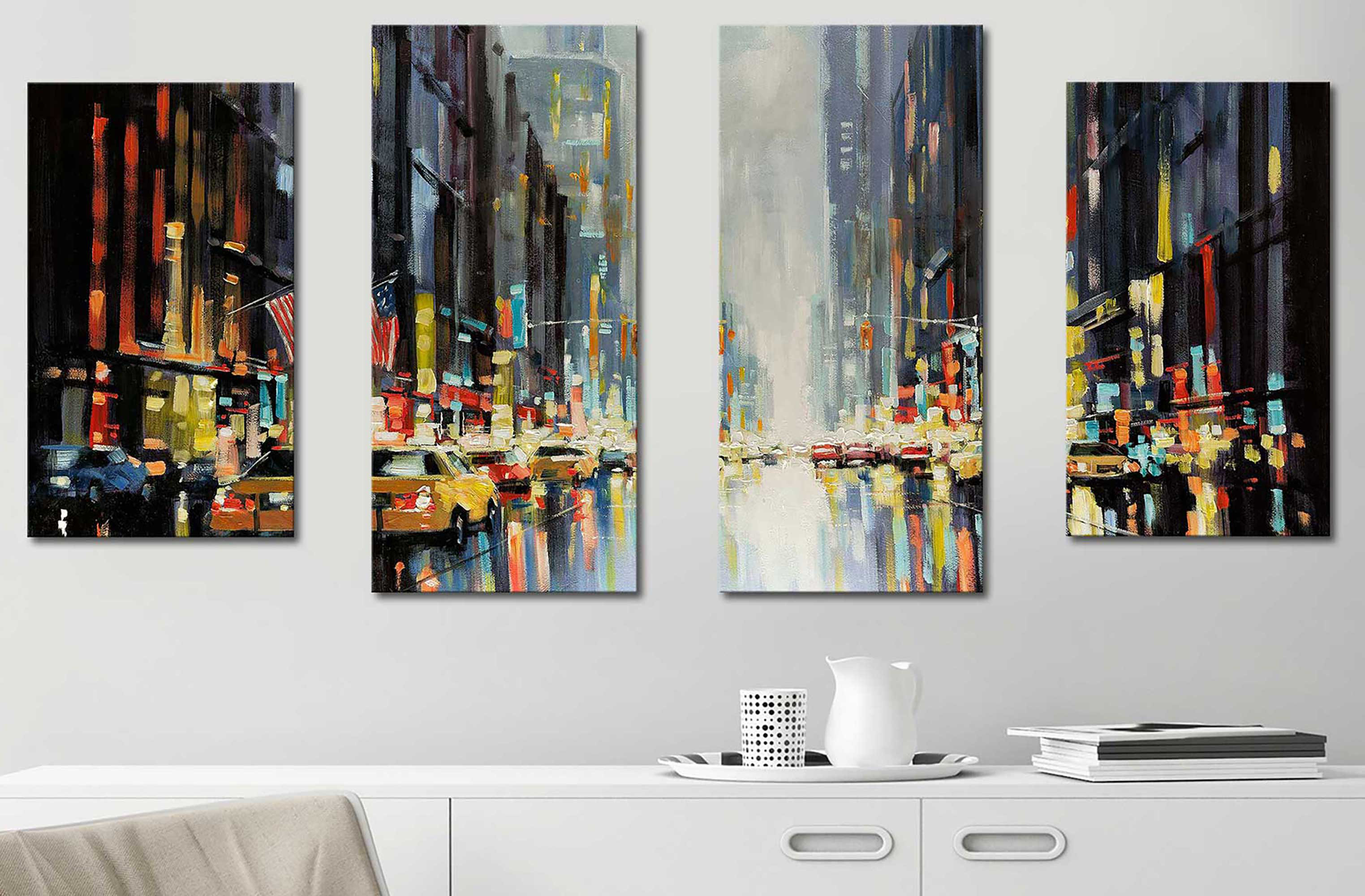Orren Ellis "City Lights" By E. Anthony Orme Print On Canvas Set Of 4 | Wayfair